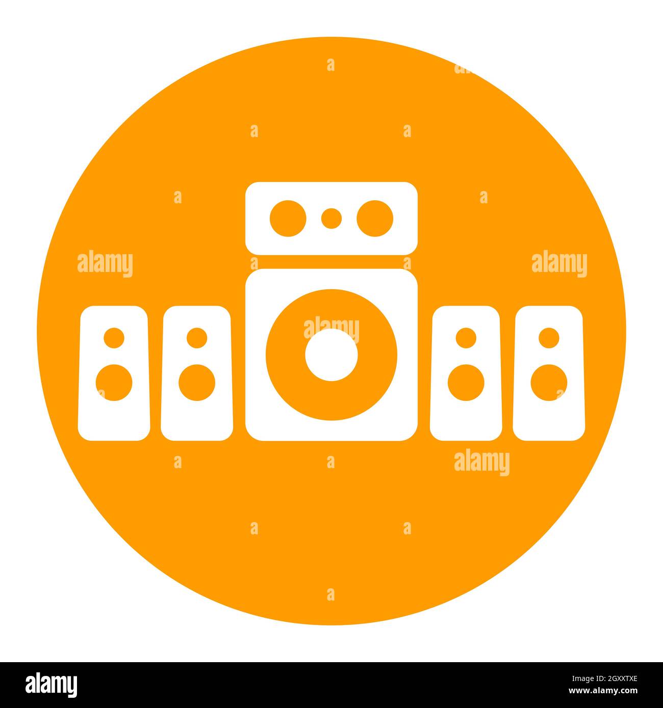 5.1 surround sound system vector white glyph icon. Graph symbol for ...