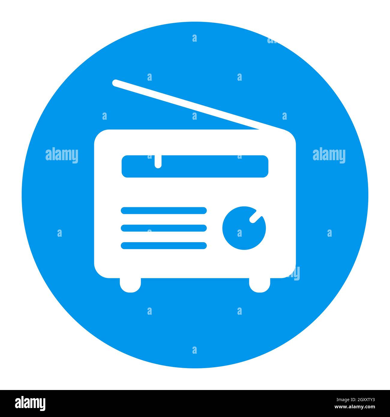 Retro radio vector flat white glyph icon. Graph symbol for music and ...