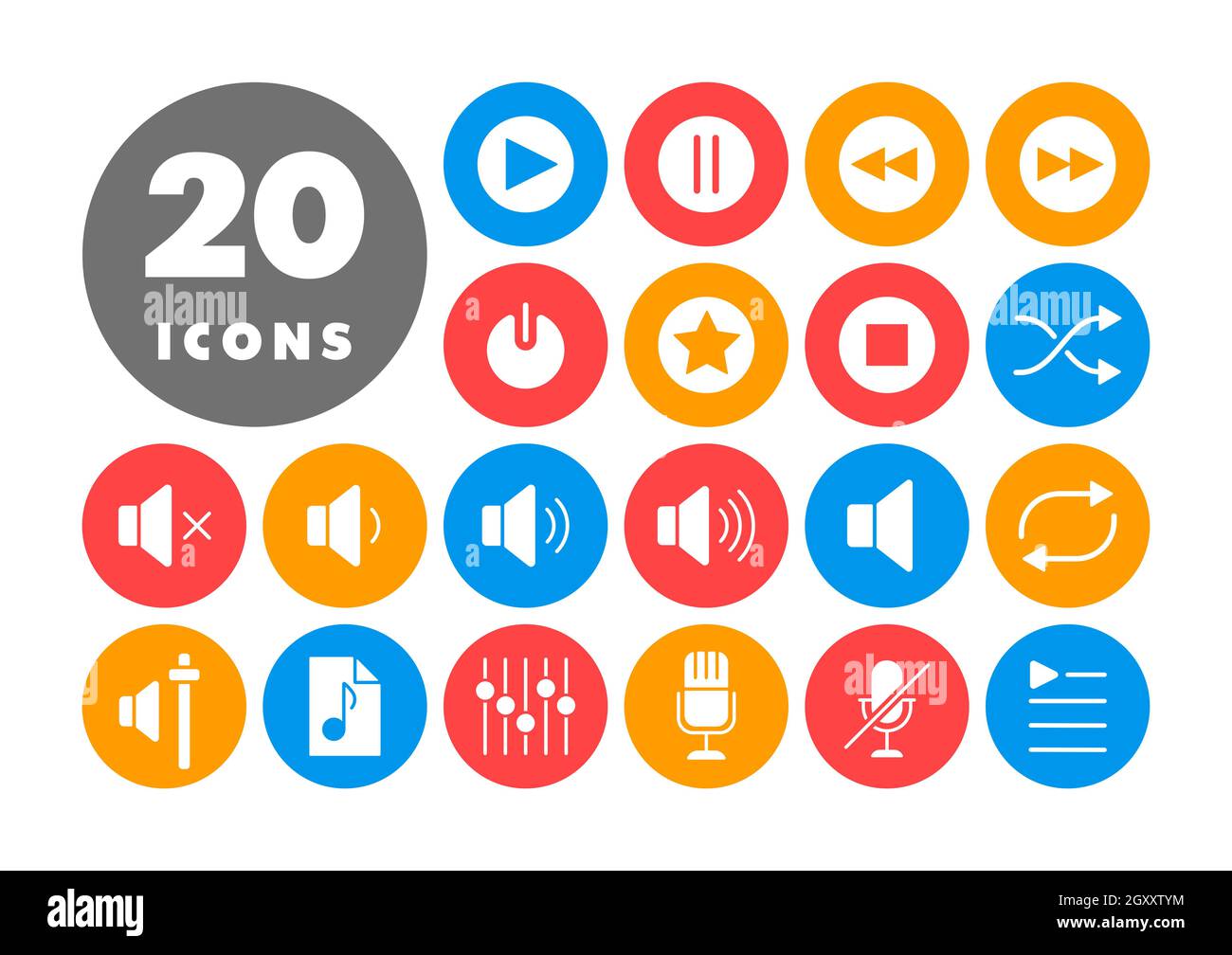 Multimedia user interface flat vector white glyph icons set. Graph ...