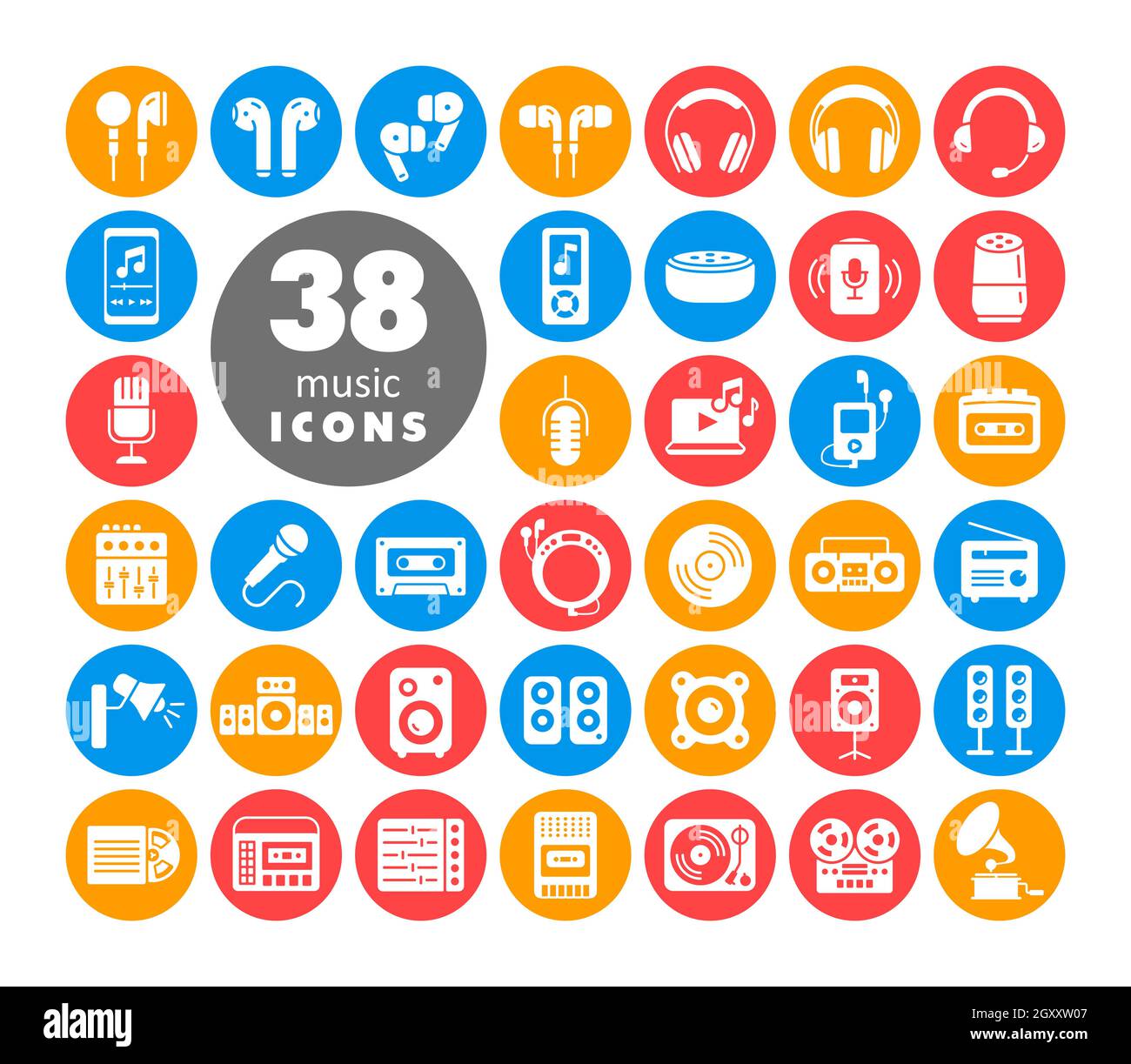 Multimedia devices and symbols white glyph icons set. Graph symbol for ...