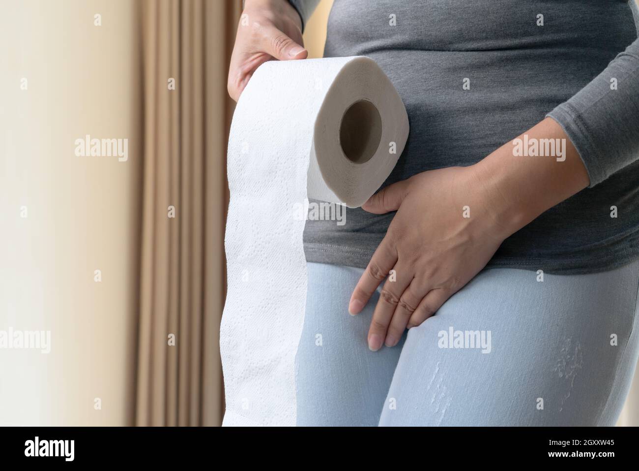 Disorder, Diarrhea, incontinence. Healthcare concept. Woman hand ...