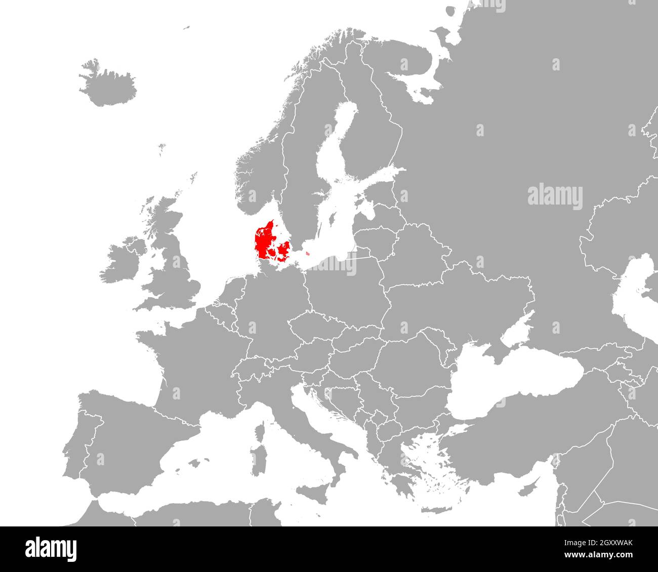 Map of Denmark in Europe Stock Photo - Alamy