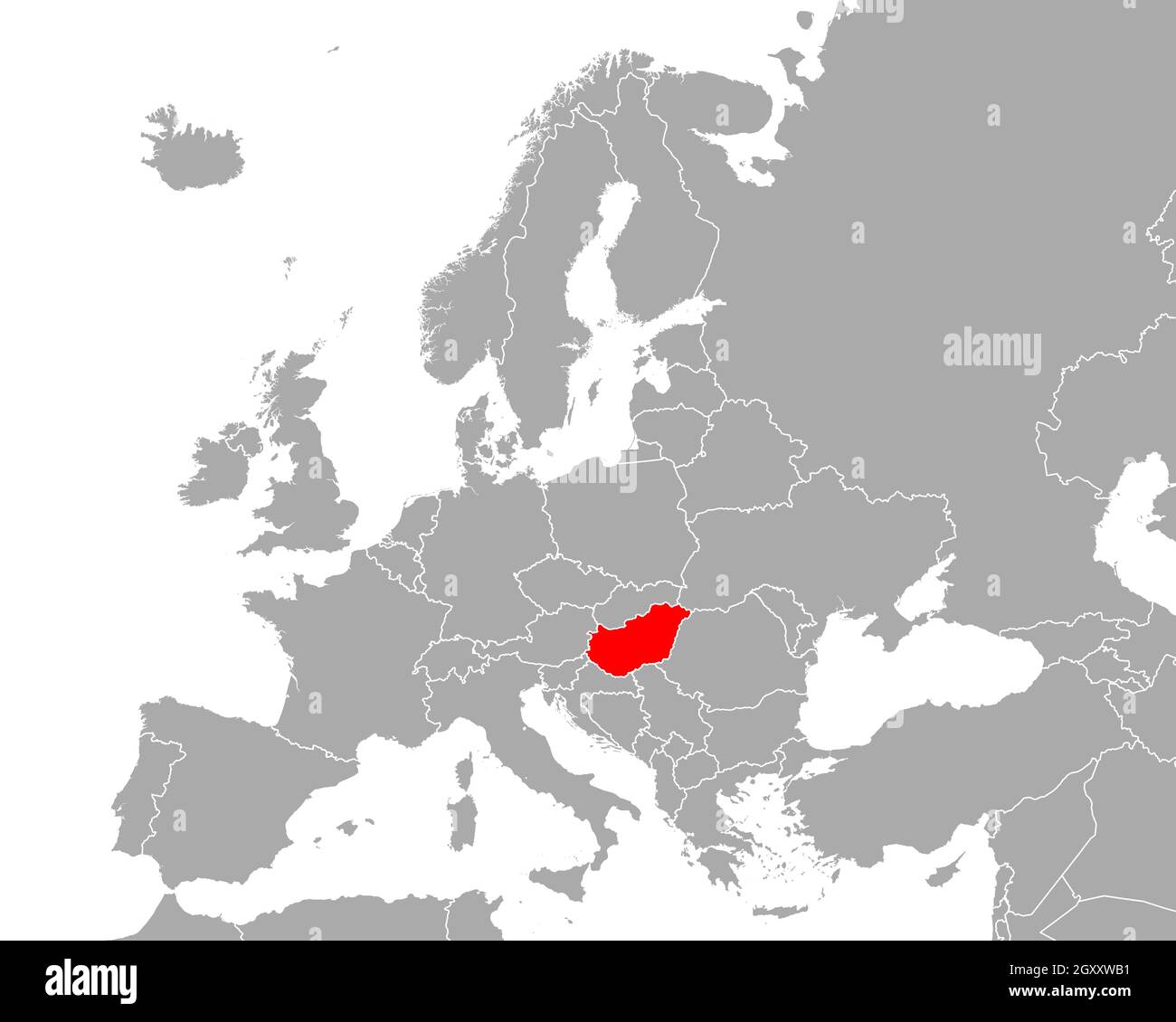 Map of Hungary in Europe Stock Photo - Alamy