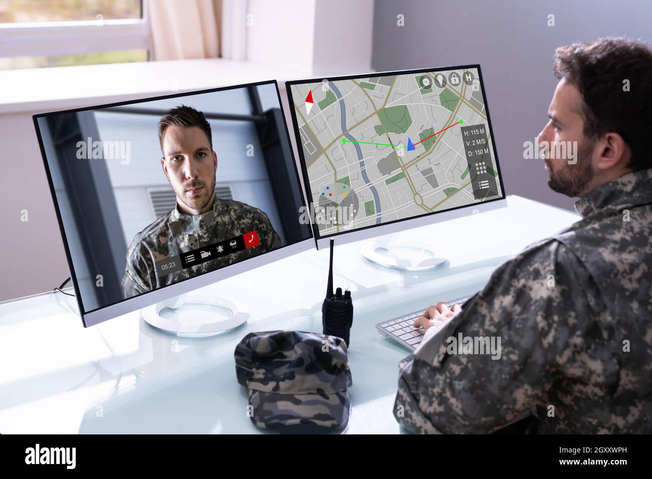 Military Data Center Video Conference. War Attack Stock Photo - Alamy