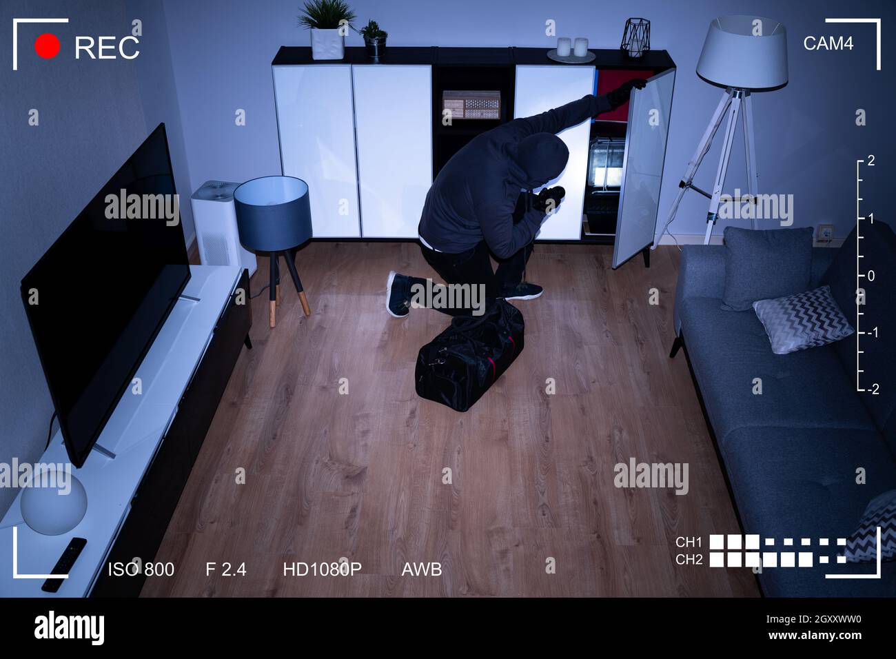 CCTV Video Surveillance Camera Showing Intruder Thief Stock Photo - Alamy