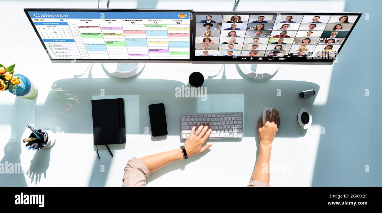 Online Video Interview. Business Conferencing Webinar Banner Stock ...