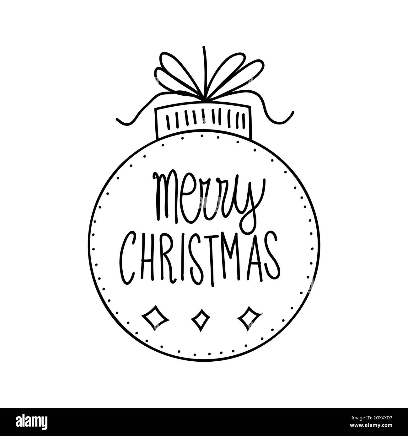 Christmas bauble Vector hand drawn doodle illustration of ornament cute ...