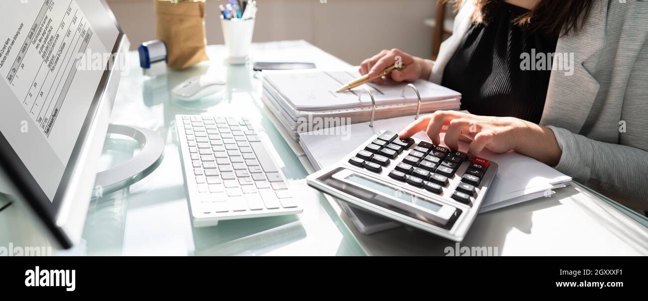 Professional Accountant Woman In Office. Finance Invoice Accounting ...