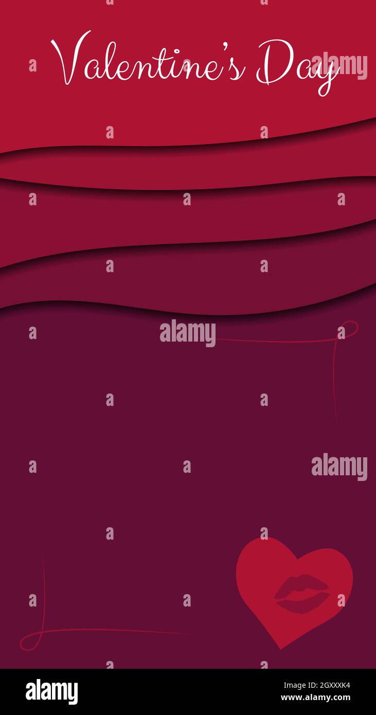 Beautiful greeting card for Valentine's Day in red in the style of ...