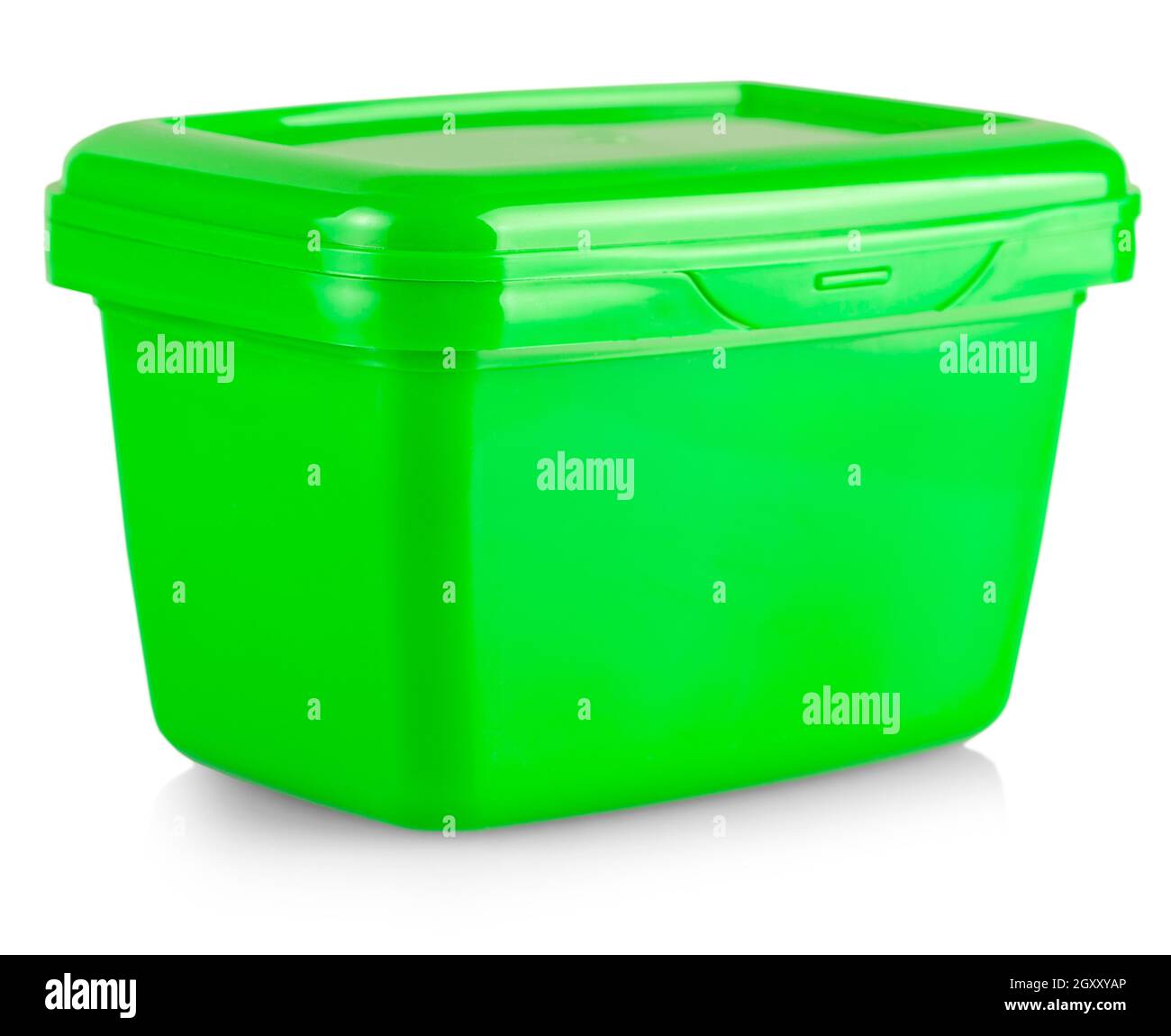 The close up green plastic box with spicy Korean sauce isolated on ...