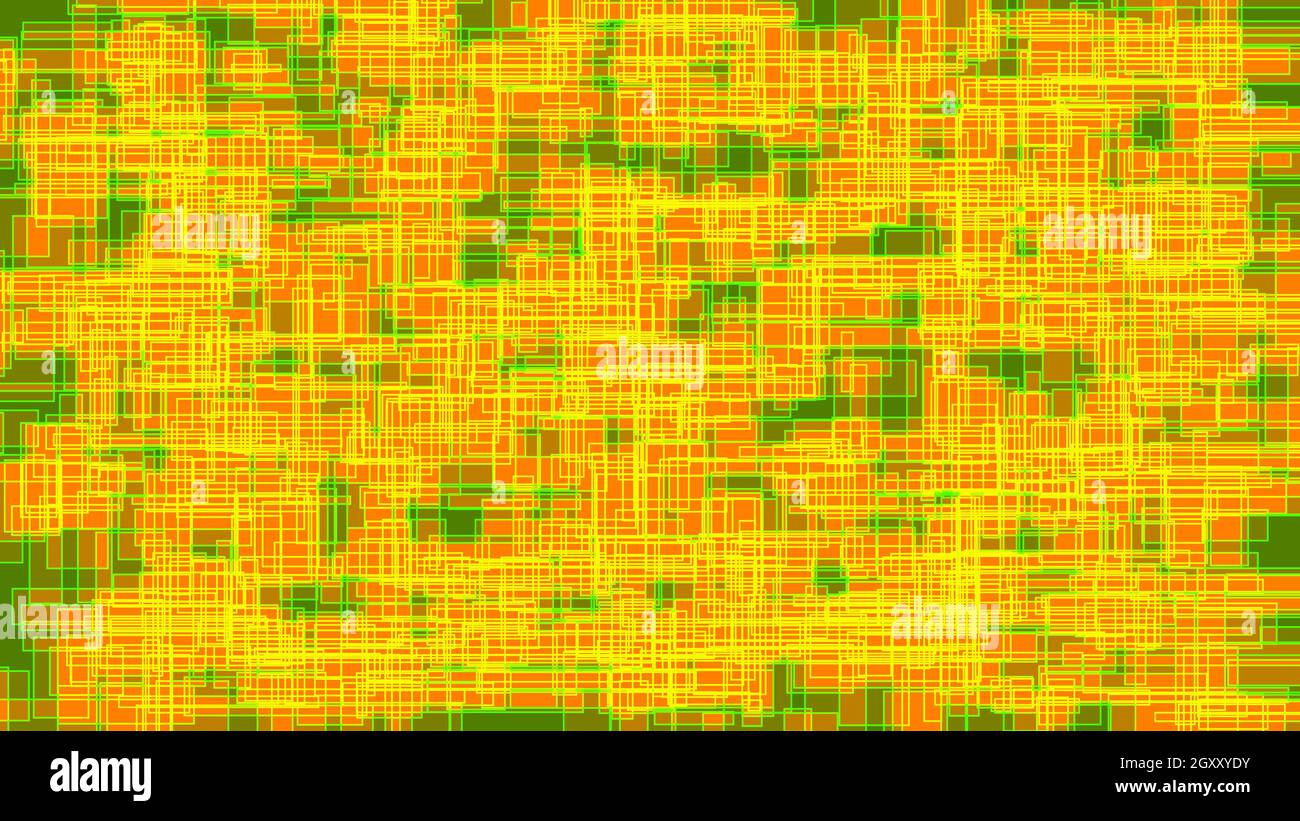 Abstract geometric background of yellow lines and rectangles on green ...