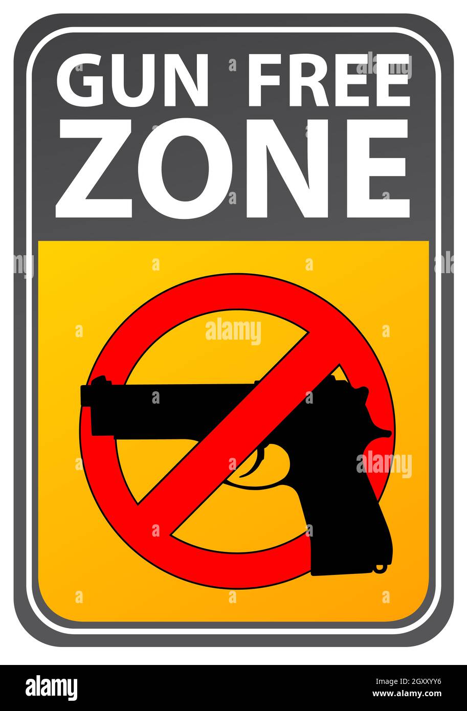 Gun free zone, prohibition warning sign. Restricted area, guns banned ...