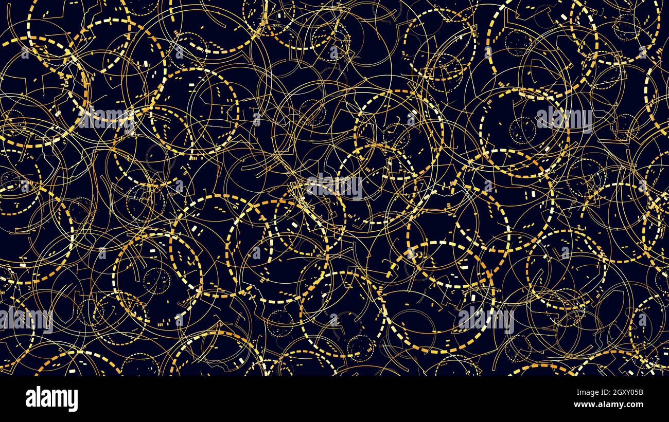 Modern seamless geometric pattern of digital golden rings with ...