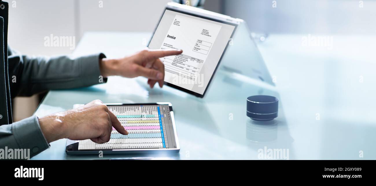 Electronic Invoice Spreadsheet Software And Corporate Invoice On ...