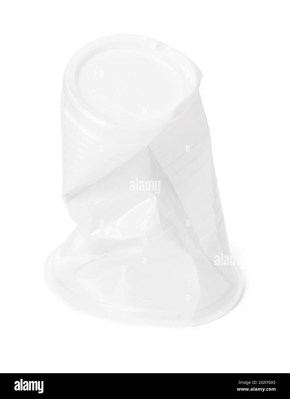 Crumpled plastic cup isolated on white background Stock Photo - Alamy
