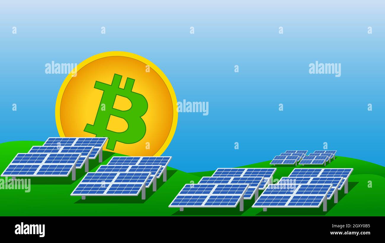 Bitcoin mining concept using solar panels to protect environment ...