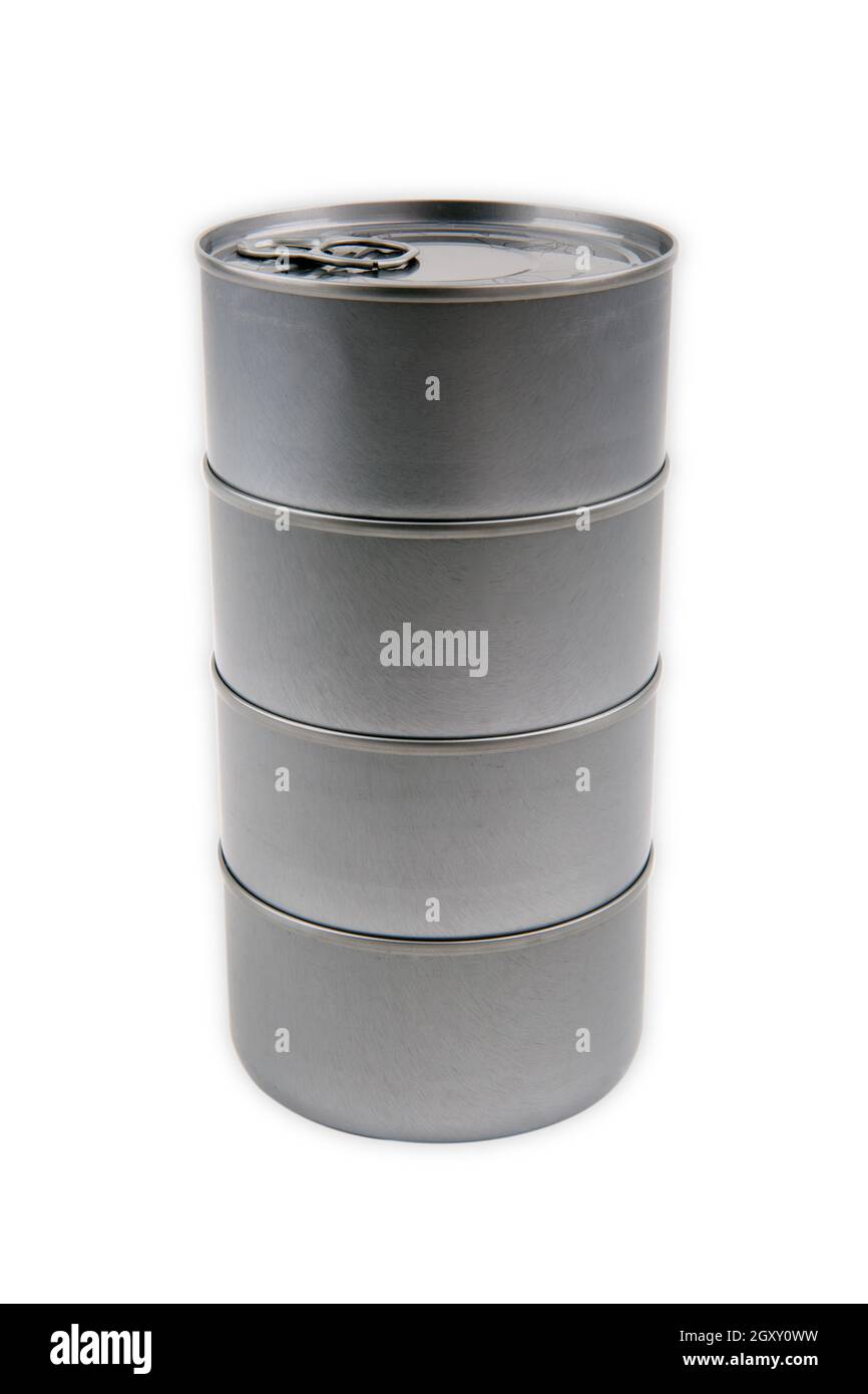 Stack of aluminium cans isolated on white background Stock Photo - Alamy