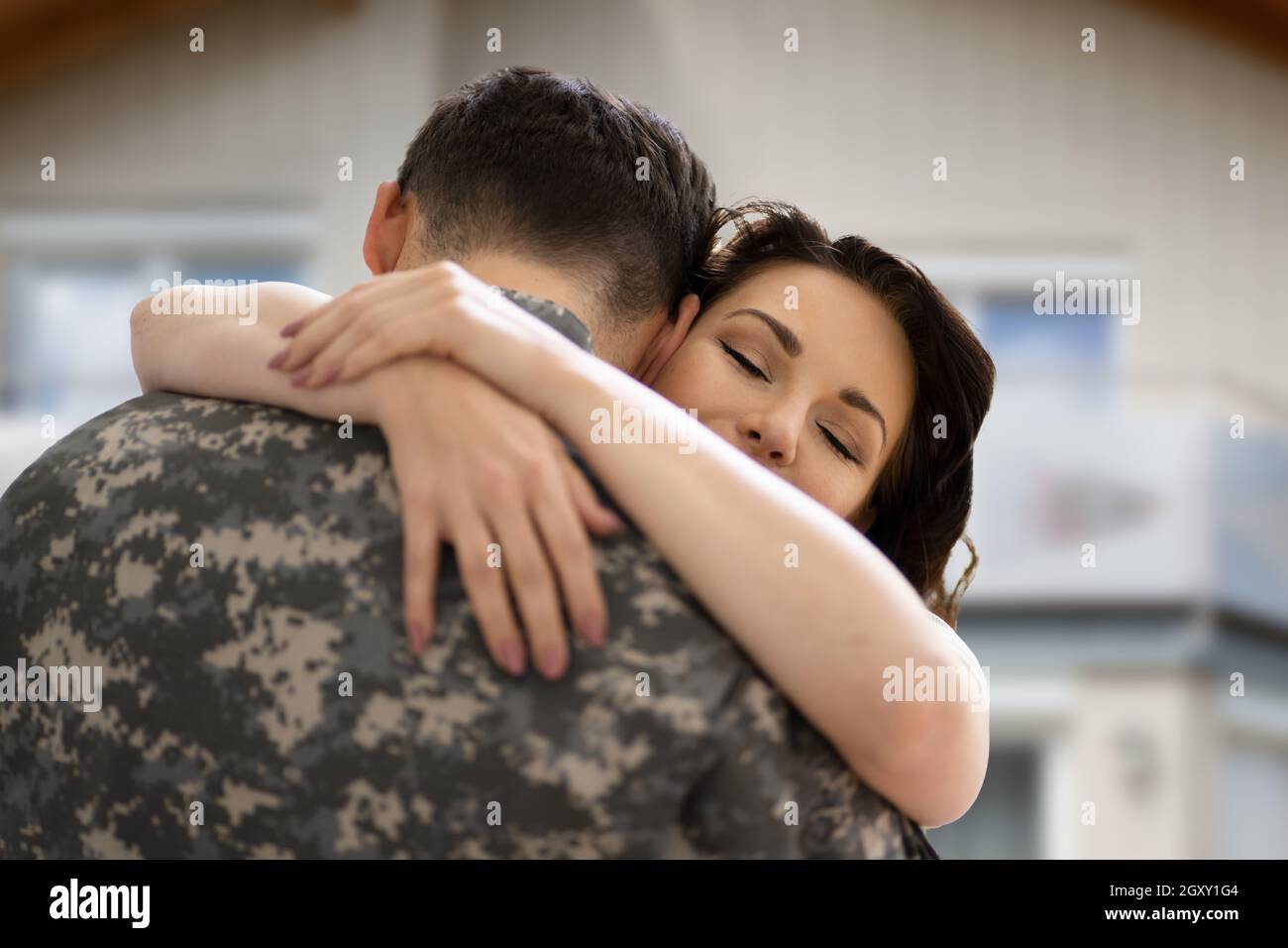 Military Officer Or Army Soldier. Happy Husband On Veterans Day Stock ...