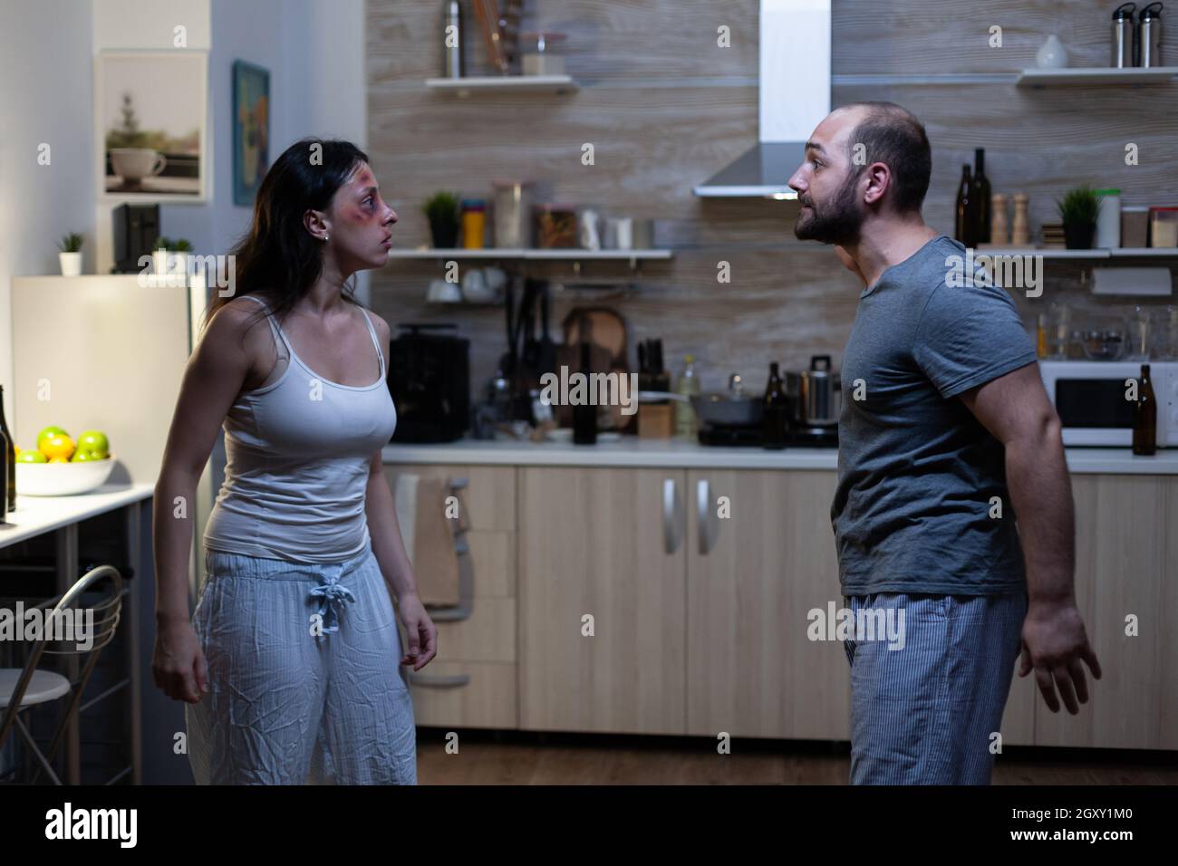 Yelling couple having violent dispute and relationship problems. Woman ...