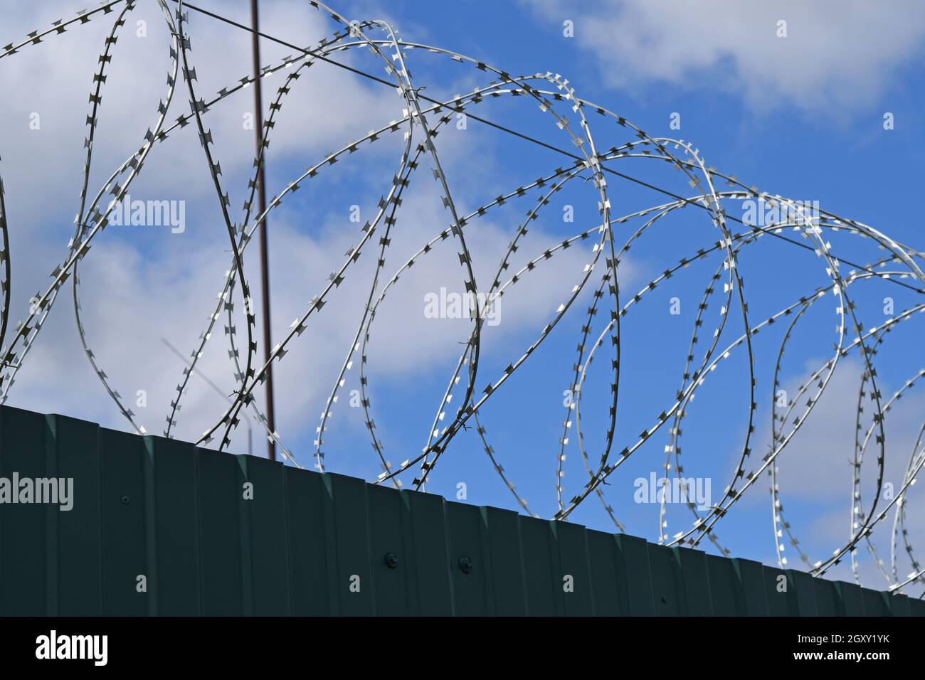 Diagonal pattern of metal profile. Fences from the galvanized iron ...