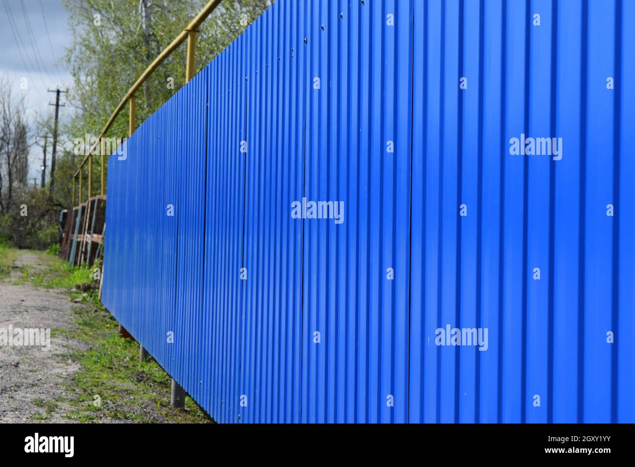 Diagonal pattern of metal profile. Fences from the galvanized iron ...