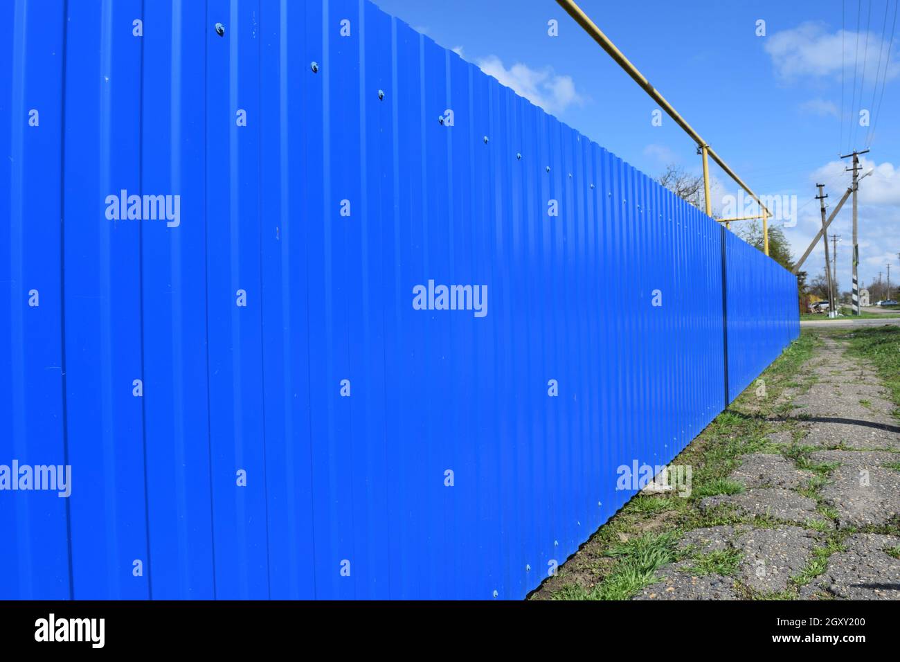 Diagonal pattern of metal profile. Fences from the galvanized iron ...