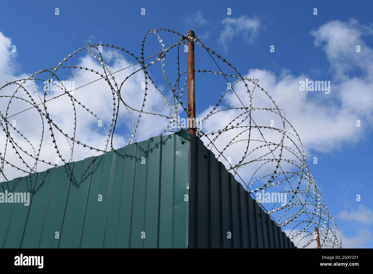 Diagonal pattern of metal profile. Fences from the galvanized iron ...
