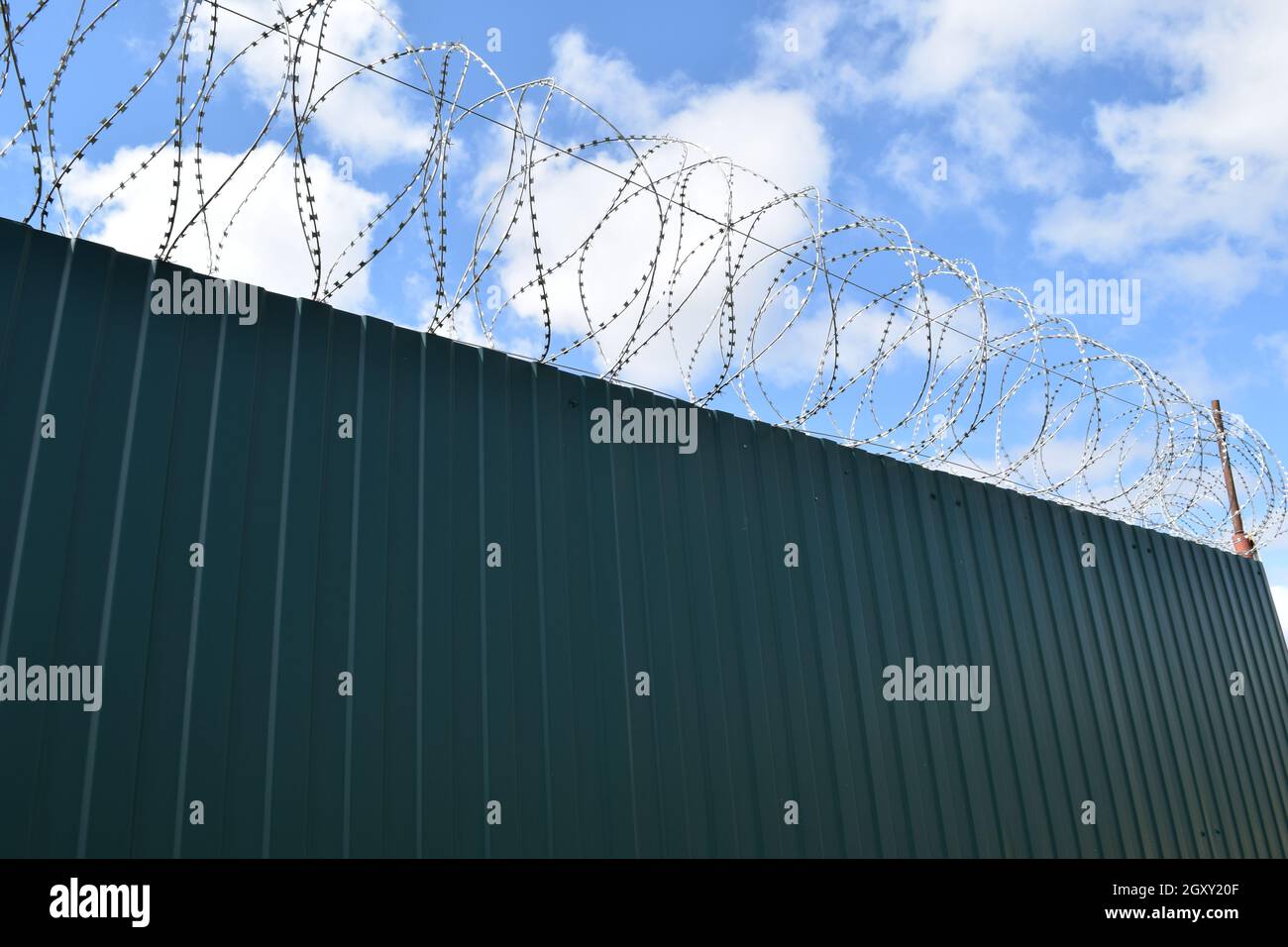 Diagonal pattern of metal profile. Fences from the galvanized iron ...