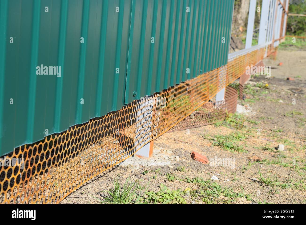 Diagonal pattern of metal profile. Fences from the galvanized iron ...