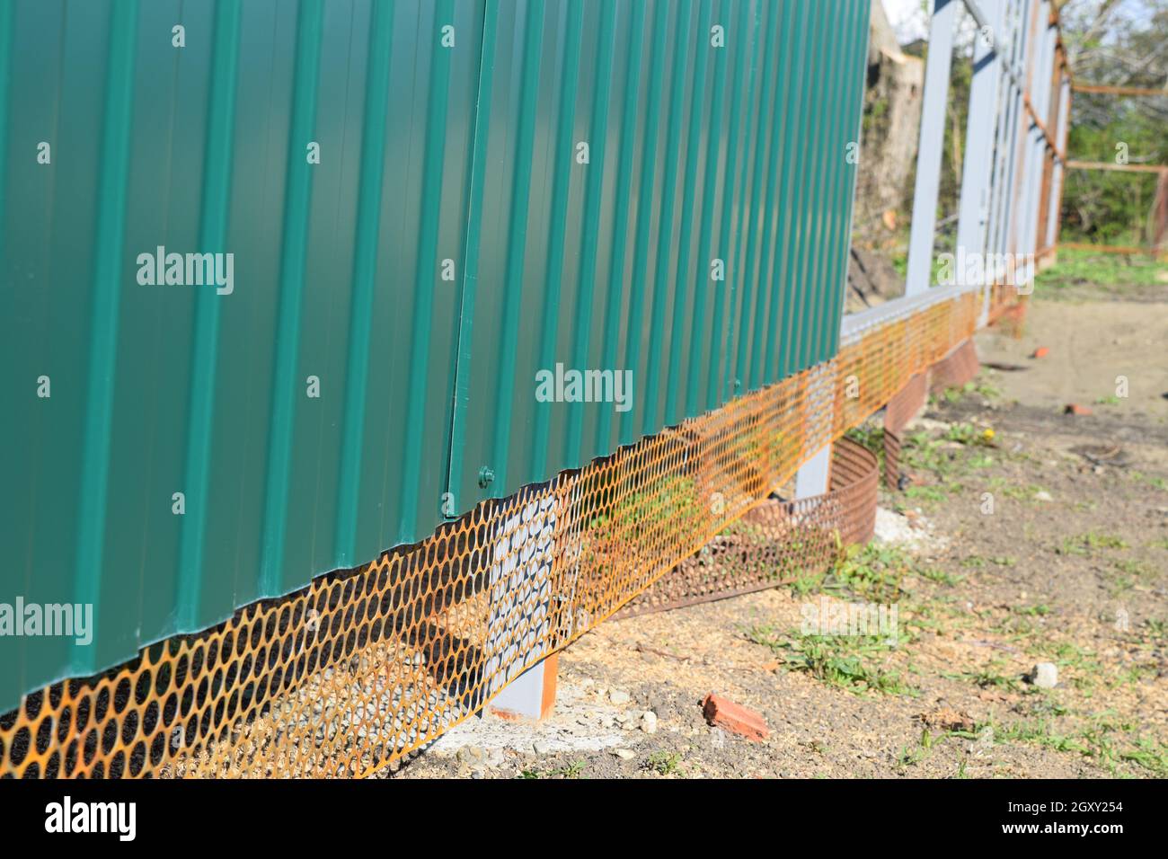 Diagonal pattern of metal profile. Fences from the galvanized iron ...