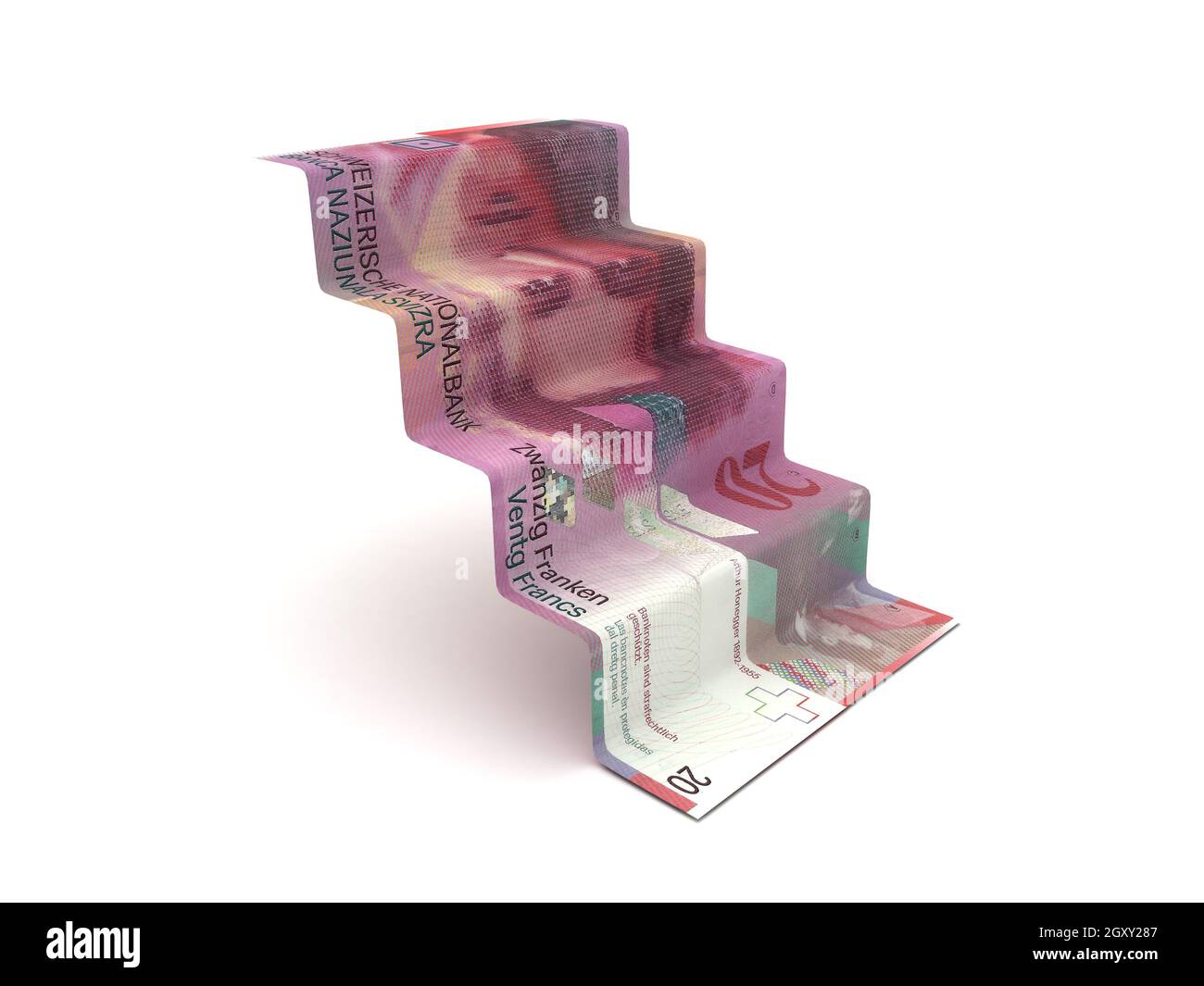 Higher Steps With Swiss Franc (Isolated on white background Stock Photo ...