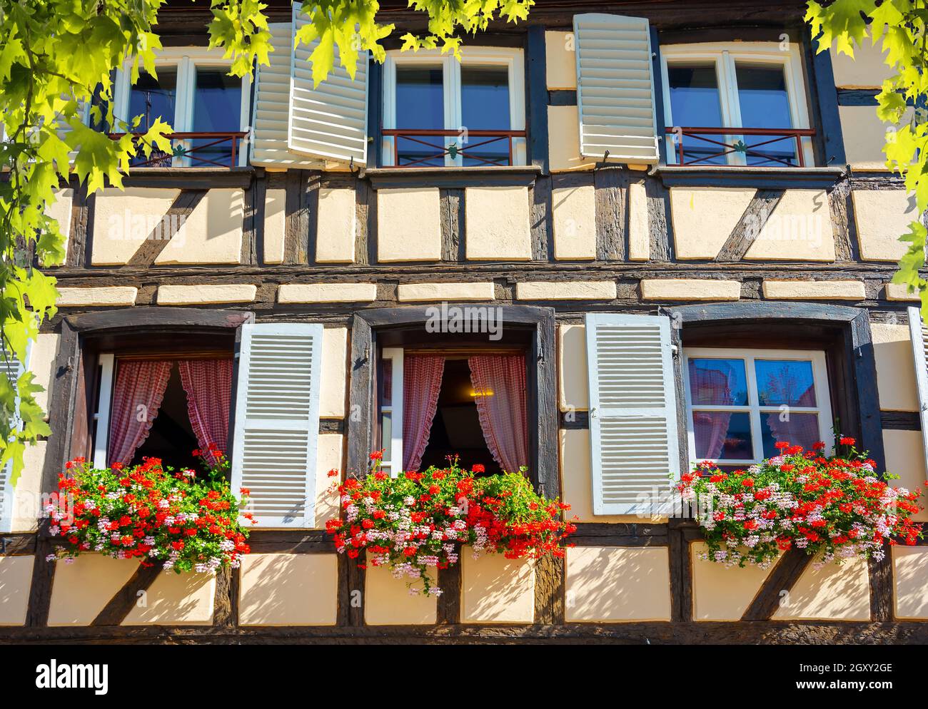Wall and windows of traditional old house in Strasbourg, France Stock ...