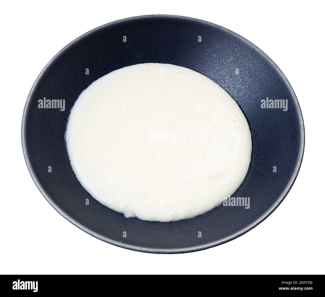 cooked manna croup in gray bowl isolated on white background Stock ...