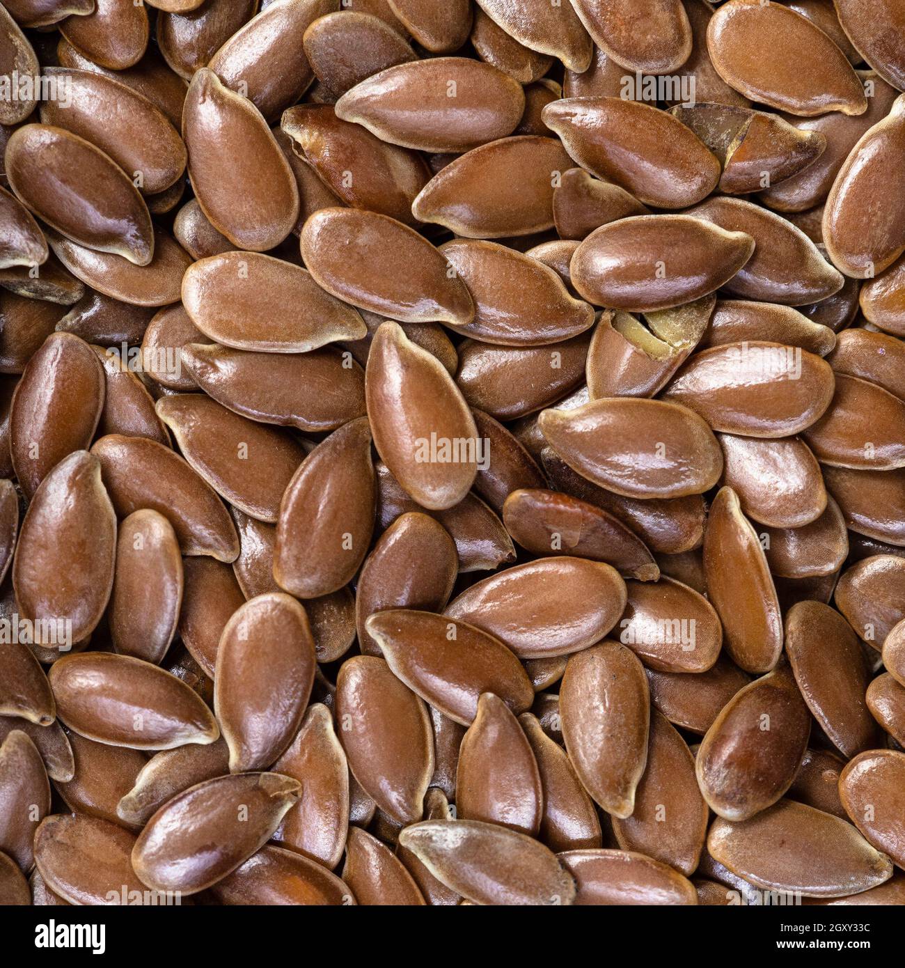 square food background - brown flax seeds close up Stock Photo - Alamy