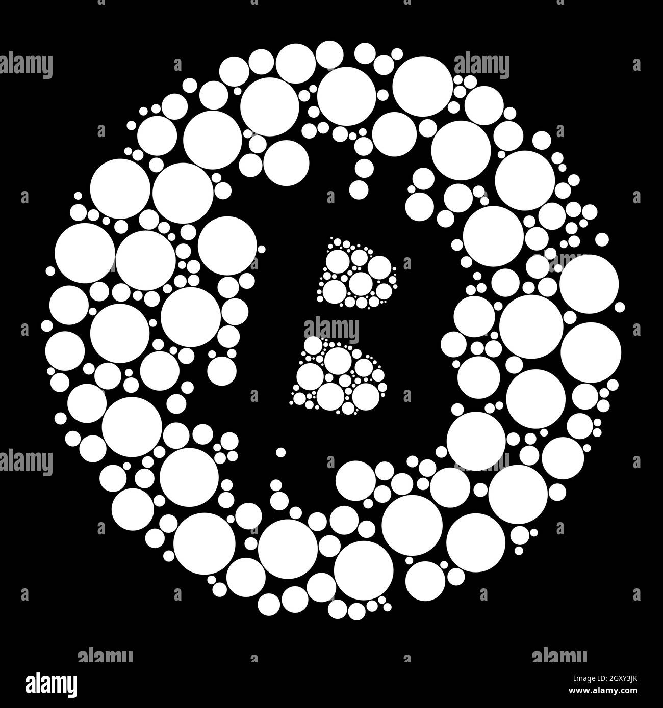 Silhouette Bitcoin BTC token symbol in circle filled with circles on ...