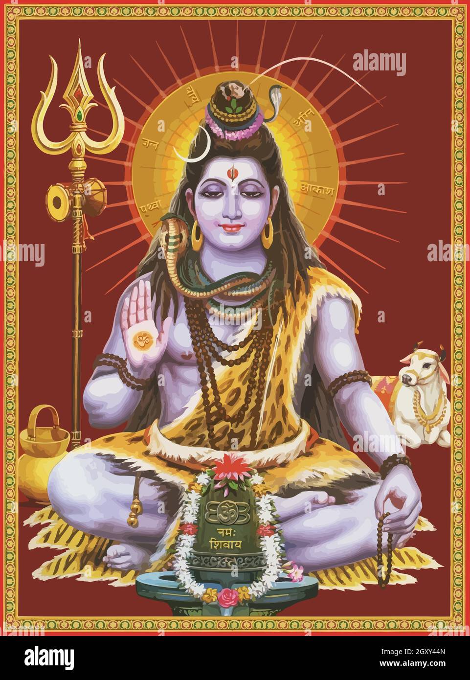 lord shiva god hinduism snake animal spiritual illustration holy Stock ...