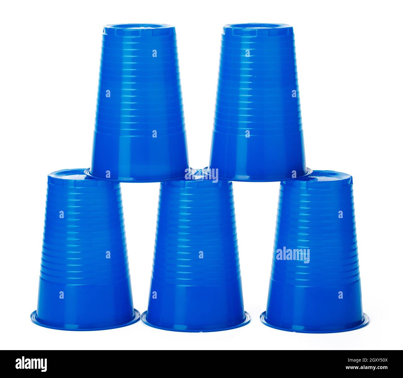 Pile of plastic cups on white background Stock Photo - Alamy