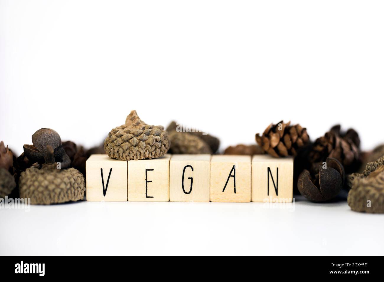 Vegan concept and veganism lifestyle, Vegan text on white background ...