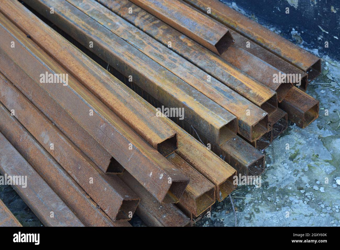 Trumpet Square, lying on the concrete. Building construction elements ...