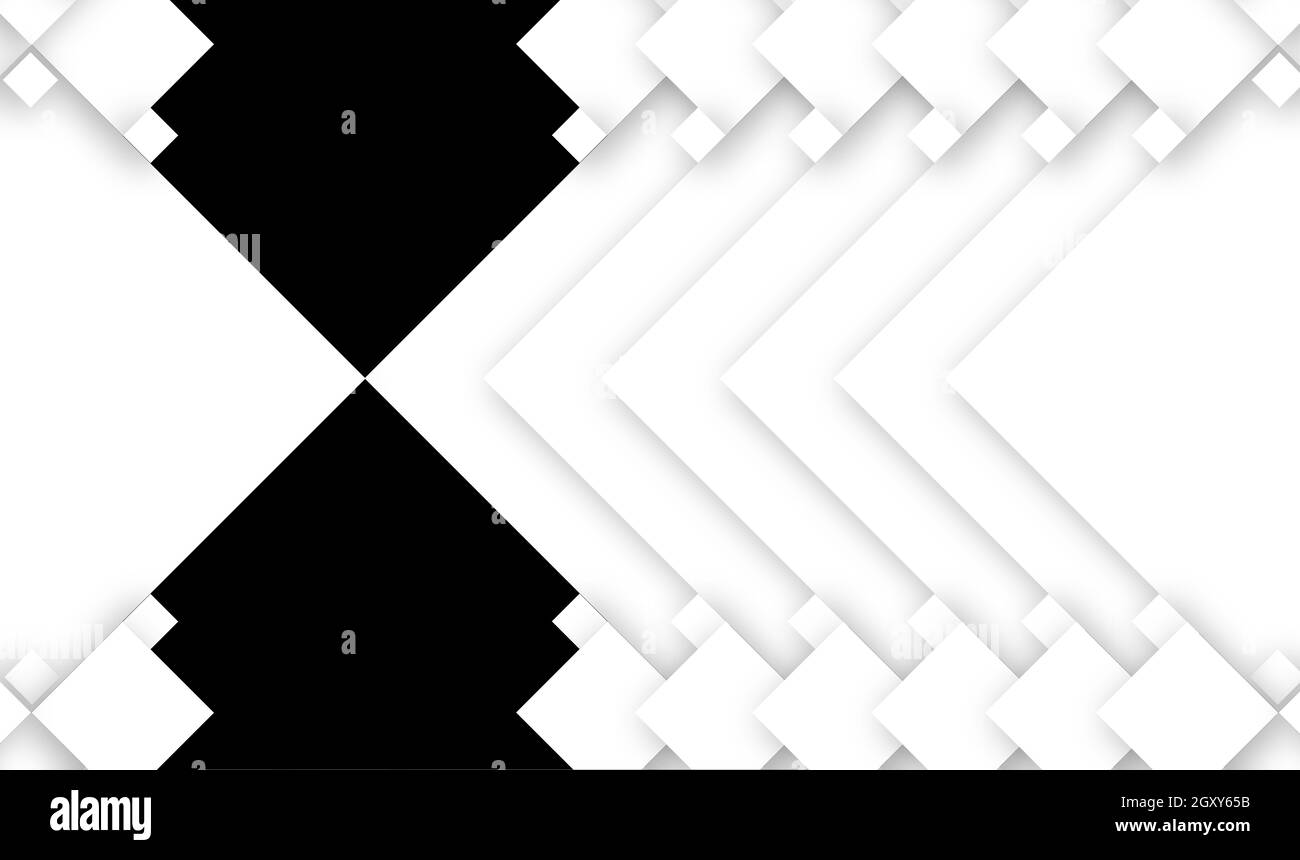 design template showing abstract mirror effect of white shapes rotated ...