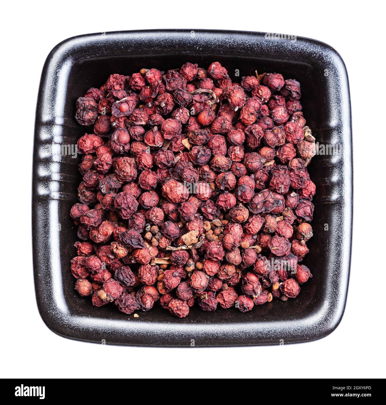 top view of dried magnolia berries (Schisandra chinensis fruits) in ...