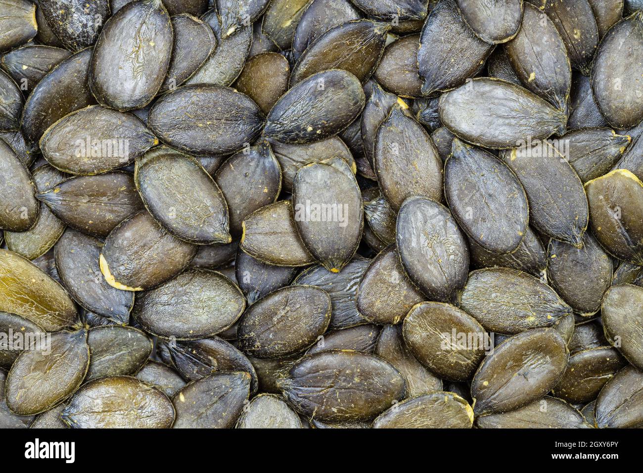food background - many styrian pumpkin hulless seeds Stock Photo - Alamy
