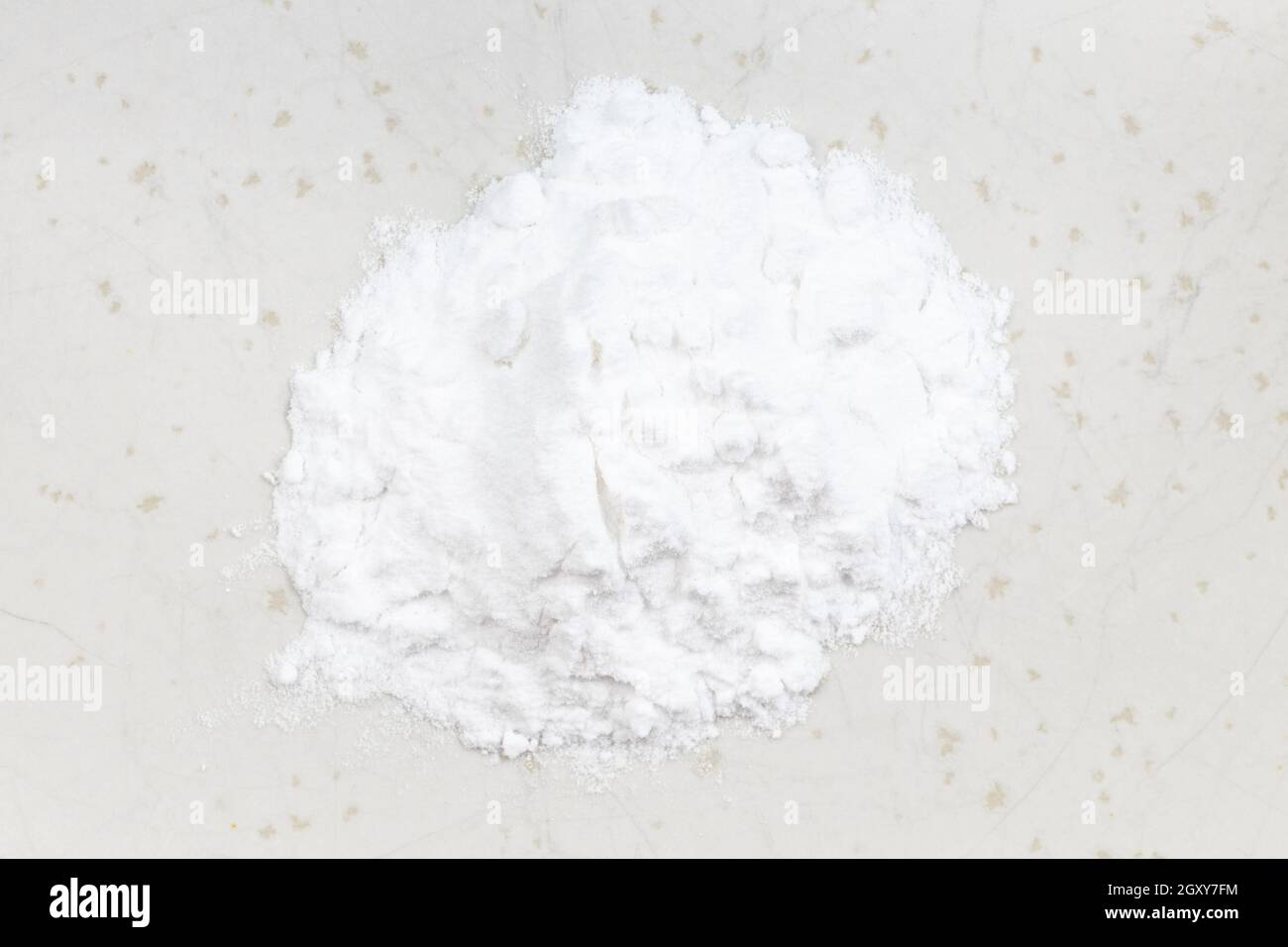 top view of pile of potato starch close up on gray ceramic plate Stock ...