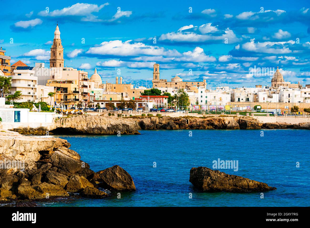 MONOPOLI, ITALY - SEP 2, 2020: View of Monopoli from the city beach of ...