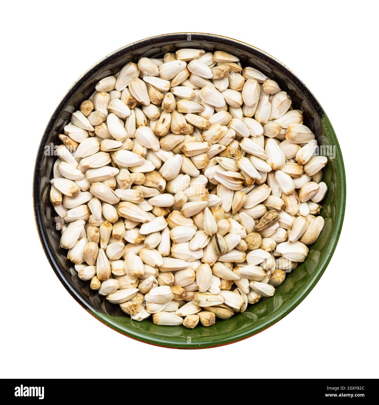 top view of safflower seeds in round bowl isolated on white background ...