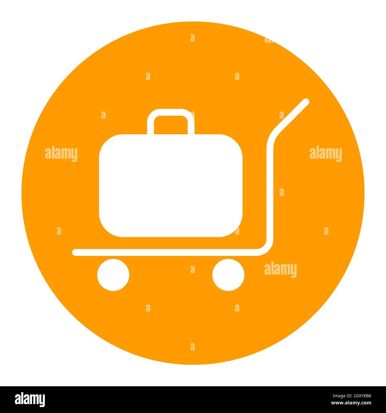 Baggage, luggage, suitcases on trolley flat vector white glyph icon ...