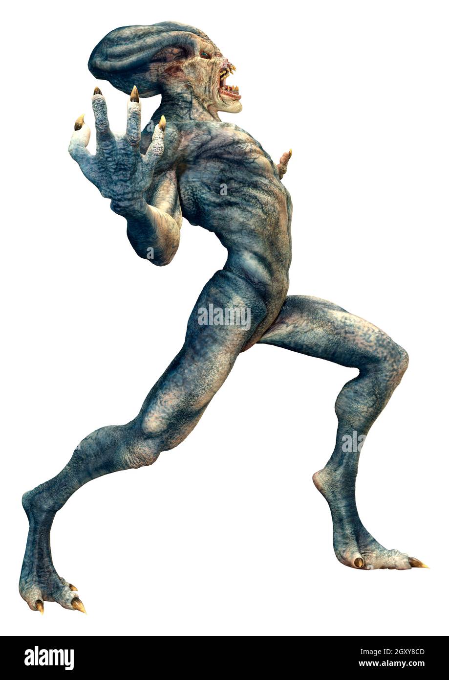 3D rendering of a blue alien isolated on white background Stock Photo ...
