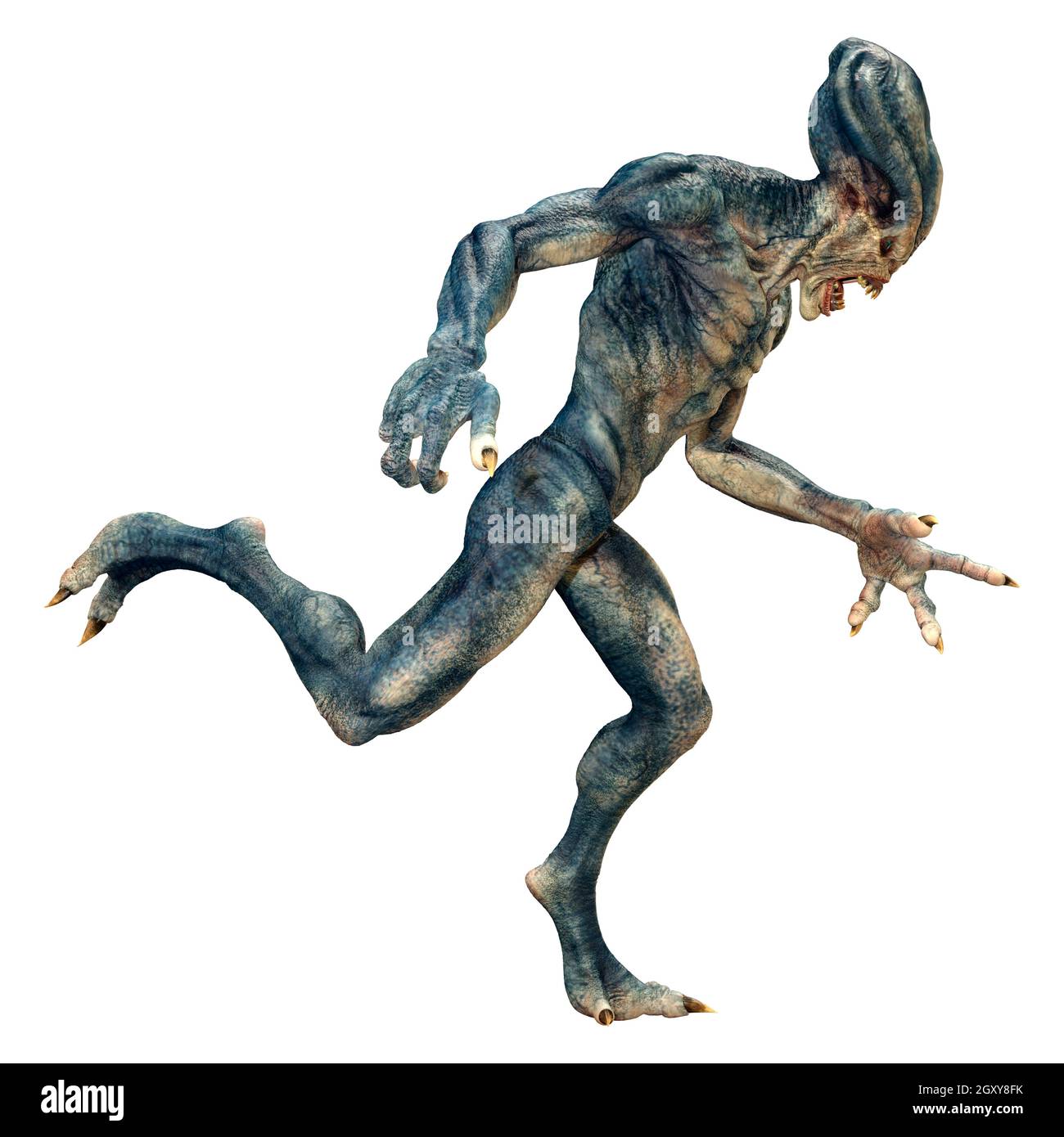 3D rendering of a blue alien isolated on white background Stock Photo ...