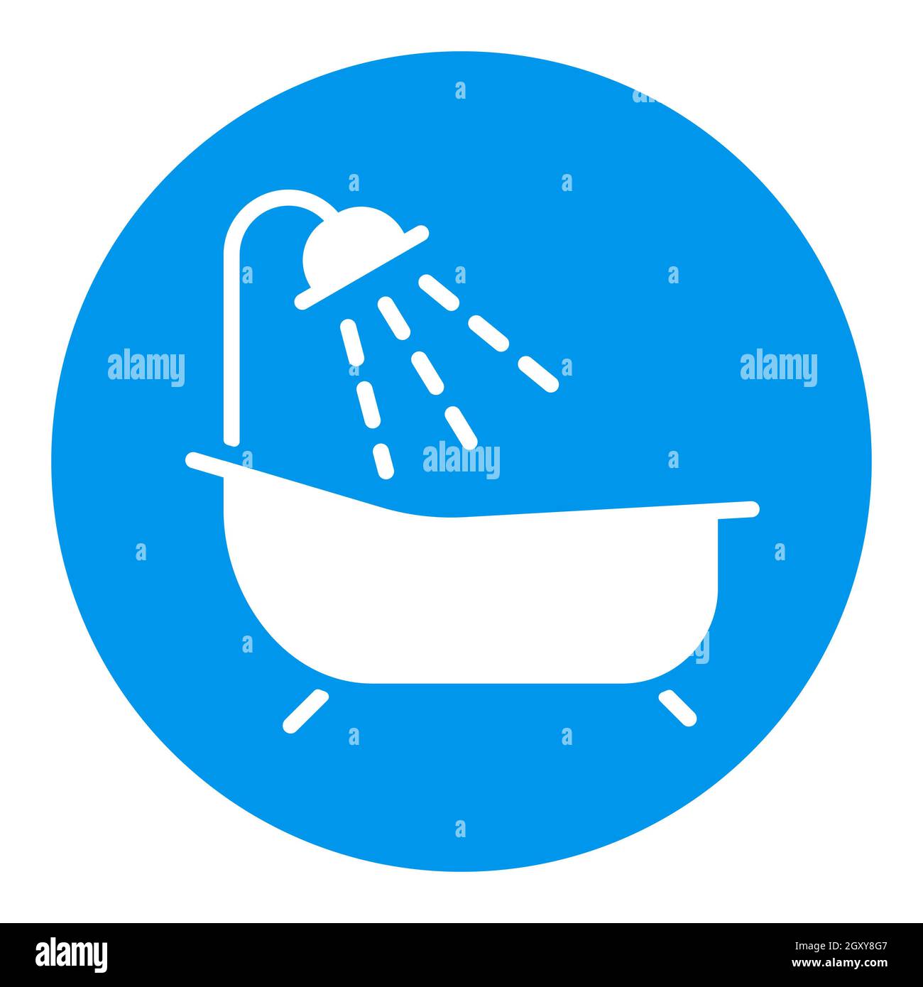 Bathroom vector white glyph icon. Bath with shower sign. Graph symbol ...