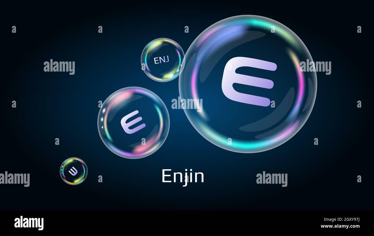 Enjin ENJ token symbol in soap bubble. The financial pyramid will burst ...